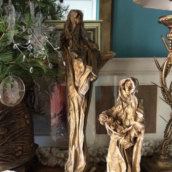 Holiday | Vintage Mary With Christ Child And Joseph Material Sculpture ...